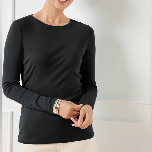 Talbots | Tops | Nwt Talbots Womens Pima Crewneck Tee Black Size Xl ...